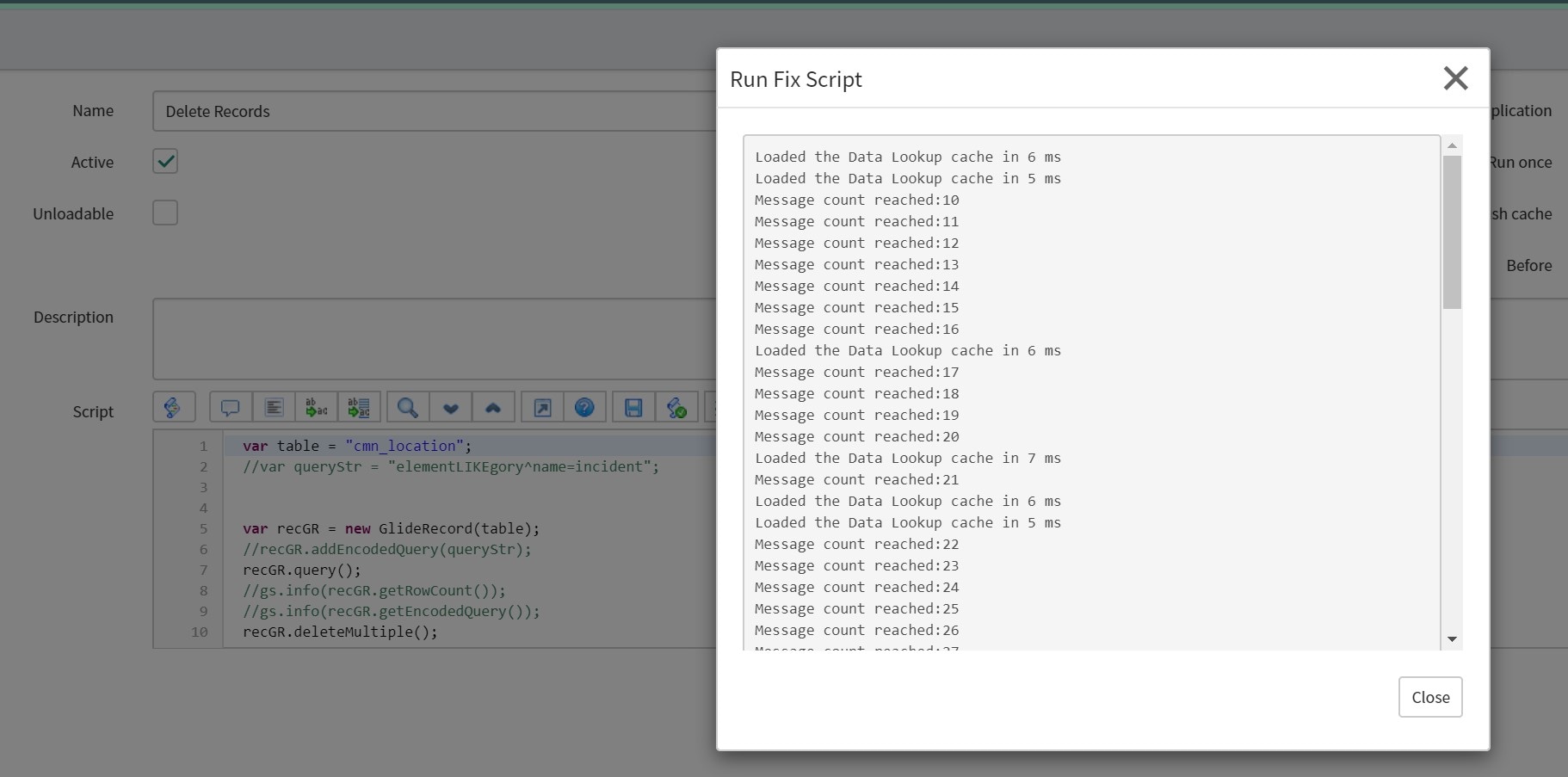 Solved: deleteMultiple() fix script designed to delete all... - ServiceNow Community